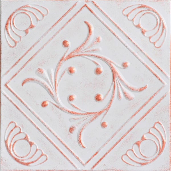 A La Maison Ceilings Diamond Wreath White Washed Copper 1.6 ft. x 1.6 ...