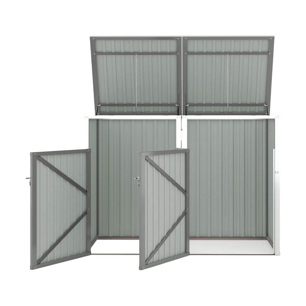 5 ft. W x 2.6 ft. D Metal Outdoor Bin Shed for Garbage Storage Stores 2 ...