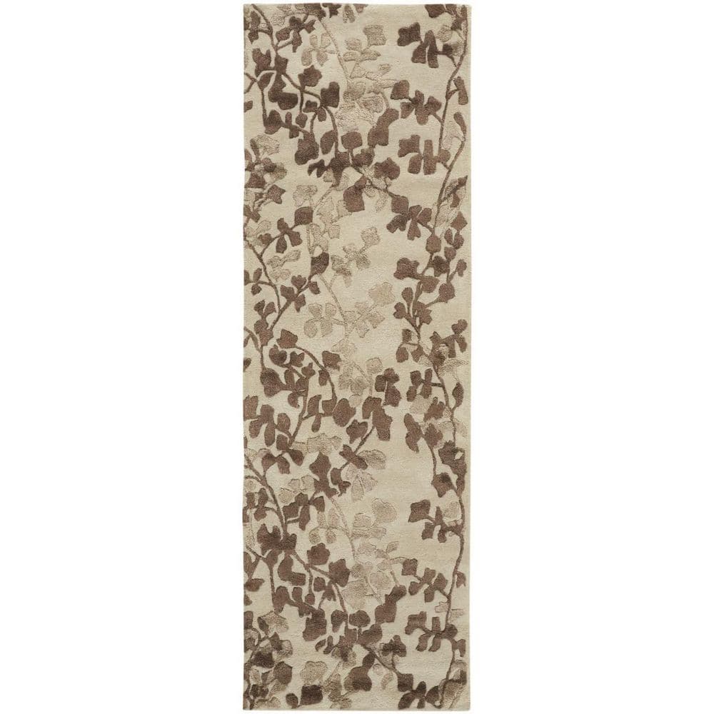 HomeRoots Taupe, Brown Floral 2 ft. x 8 ft. Runner Rug 2000566381 - The ...