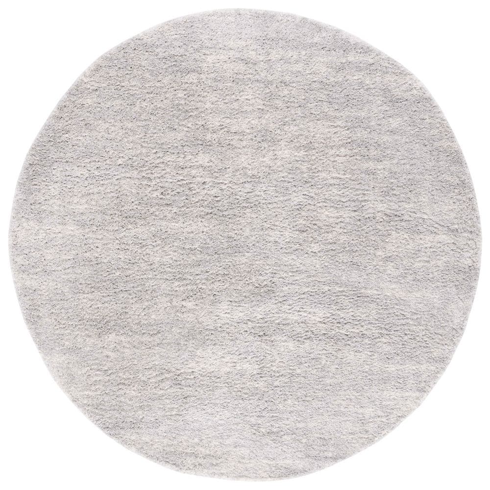 SAFAVIEH Berber Shag 8 ft. x 8 ft. Gray/Ivory 2-Toned Solid Round Area ...