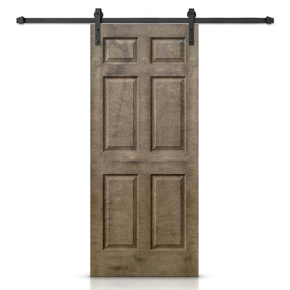 CALHOME 30 in. x 80 in. Vintage Brown Stain Composite MDF 6 Panel ...