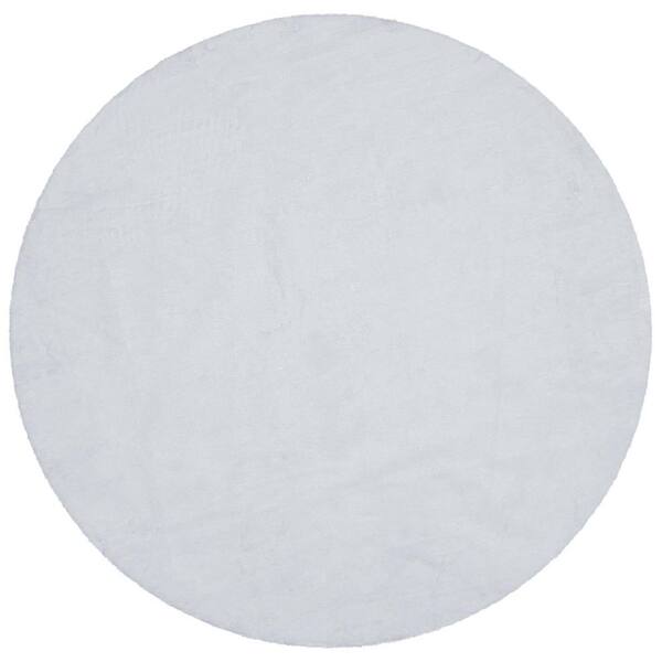 Nourideaux Gray Round Rug 6 ft. Circle Rug Fluffy Faux Fur Rug Plush ...