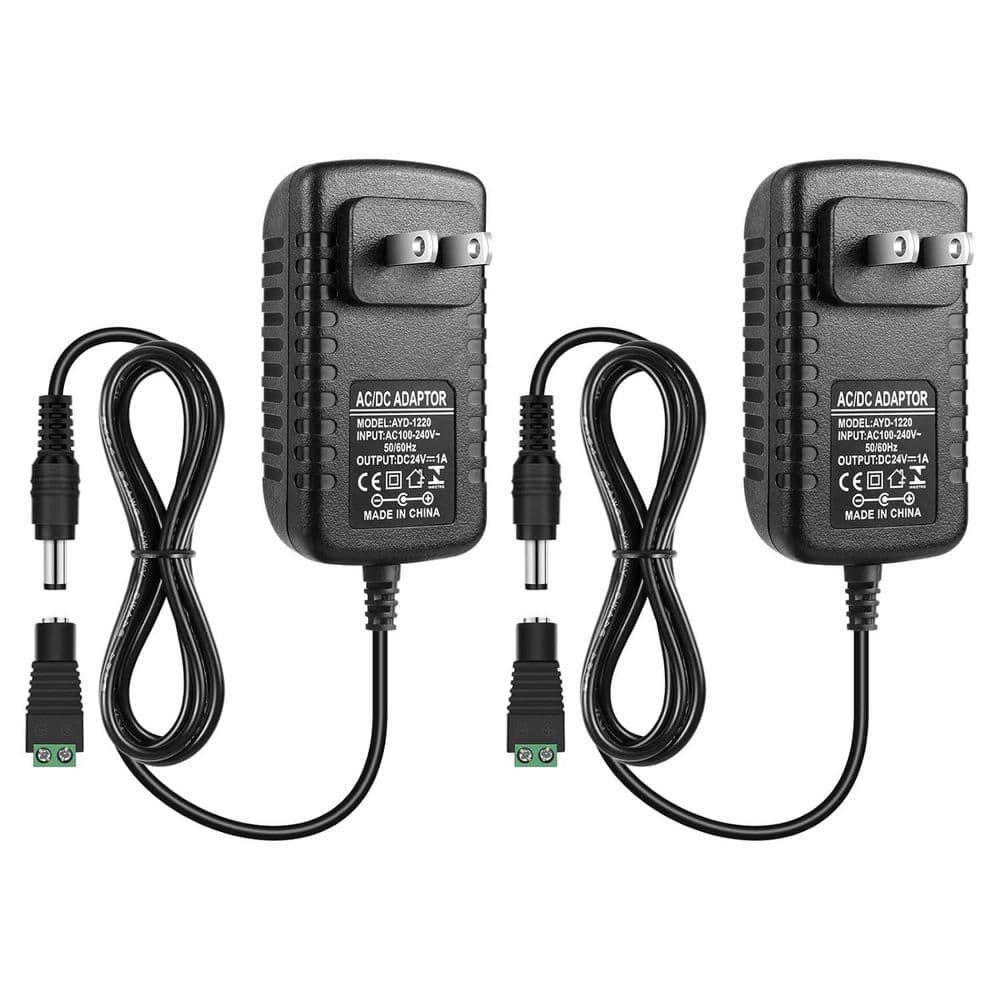 2 Pack 24V 1A 24W AC to DC Power Supply Transformer with 5. 5mm x 2 ...