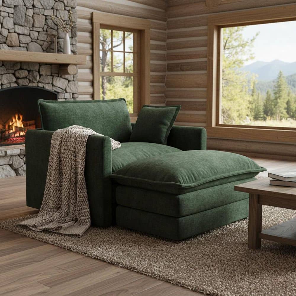 Homy Casa HEAT 41.4 in. Track Arm Chenille Sectional Sofa with 1 ...