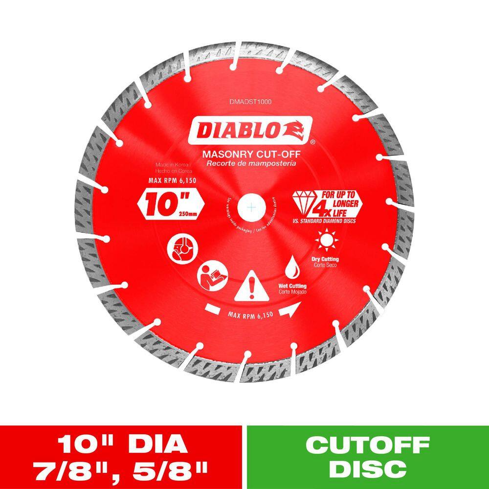 DIABLO 10 in. Diamond Segmented Turbo Cut-Off Discs for Masonry ...