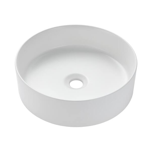 LUXIER Modern 15-1/2 in. Round Bathroom Ceramic Vessel Sink Art Basin ...