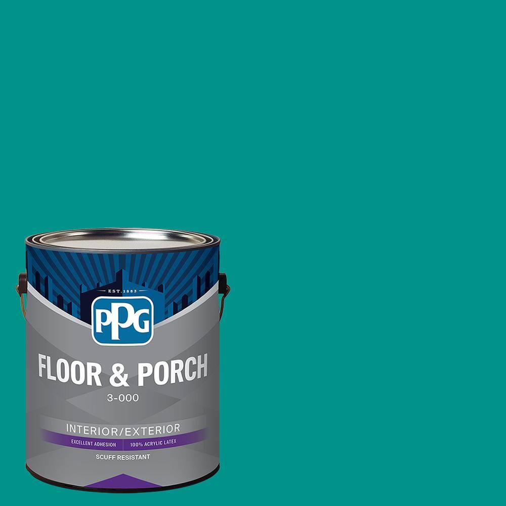 PPG 1 gal. PPG1232-7 Torrid Turquoise Satin Interior/Exterior Floor and ...