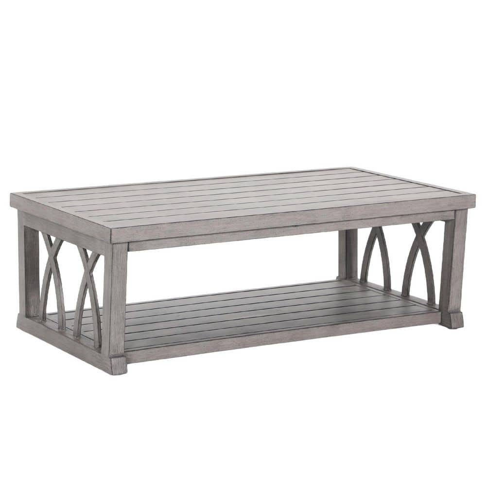 Zeus & Ruta 46 in. W Gray Rectangular Aluminum Coffee Table for Outdoor, Patio, Yard, Deck and ...