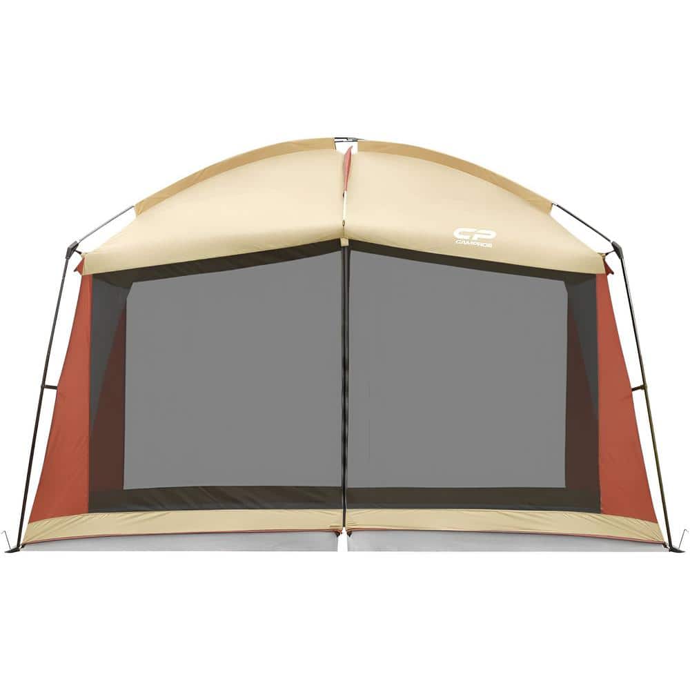 Beige 12 ft. x 10 ft. Screened Mesh Net Wall Canopy Tent Camping Tent ...