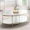 Acme Furniture Zaba 50 in. Glass Top & Silver Finish Oval Metal Coffee ...