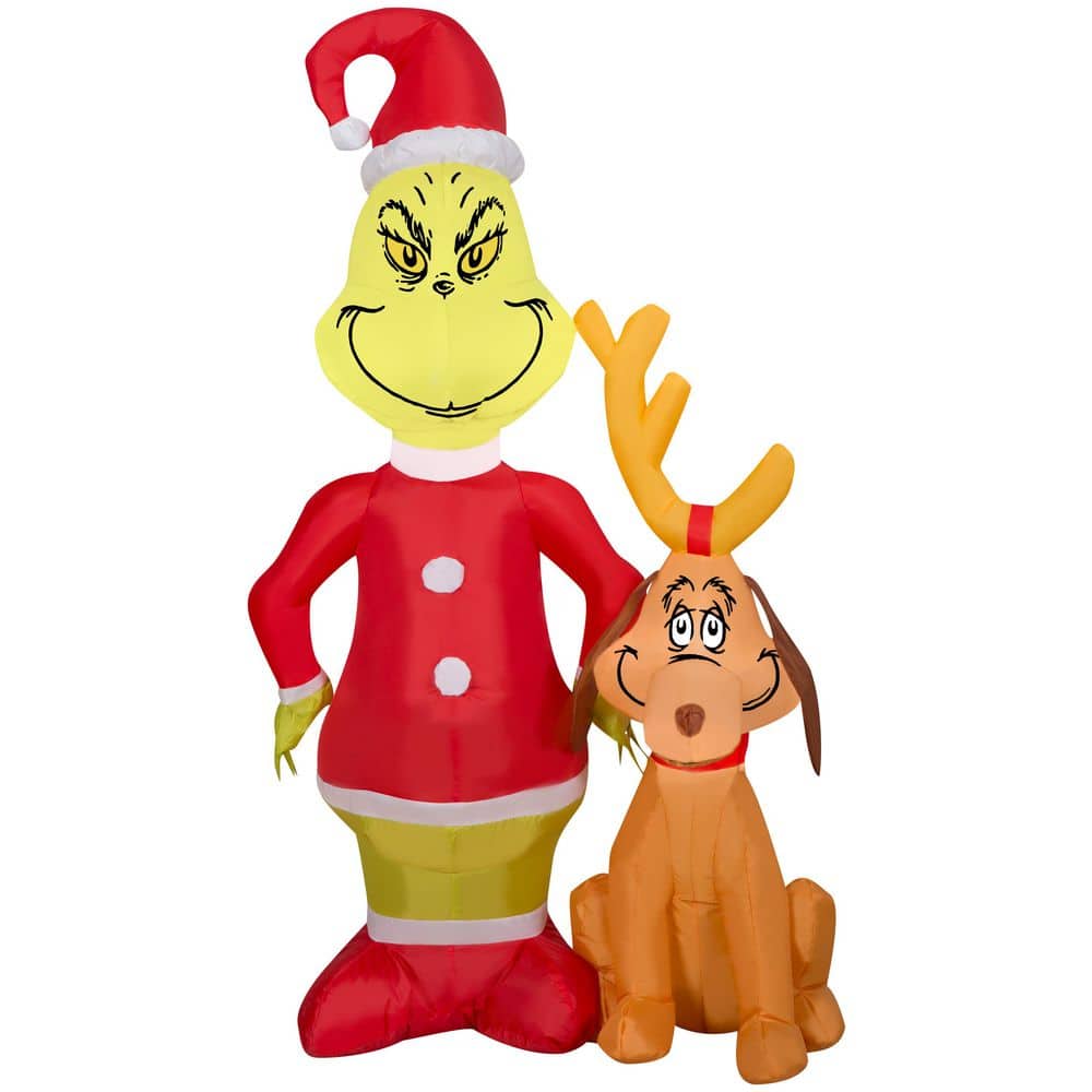 Gemmy 4 ft. H x 2.5 ft. W Airblown Grinch with Max Christmas Inflatable ...