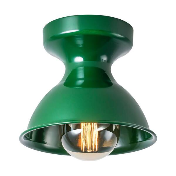 RRTYO Makaria 1-Light 8.4 in. Modern Industrial Green Bowl Dome Small ...