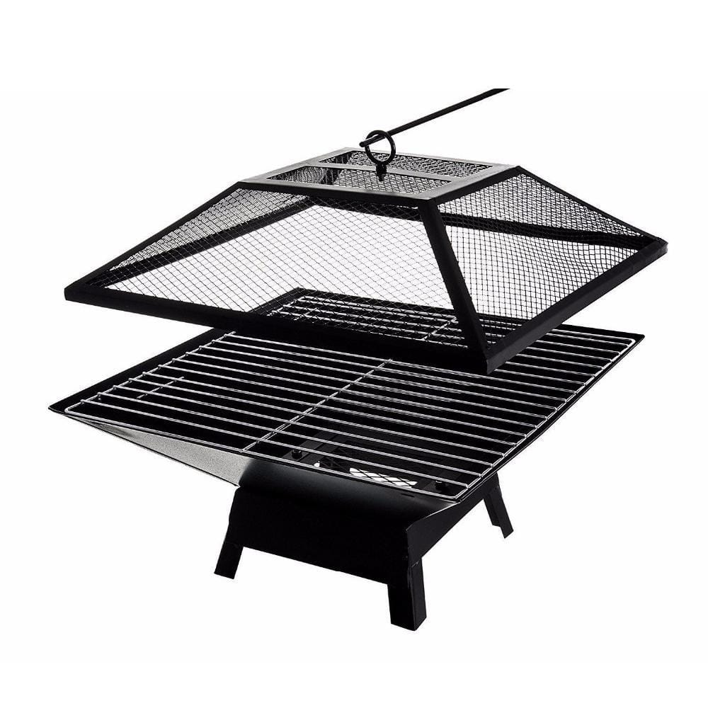 ToolCat 19 in. Square Portable Wood Burning Fire Pits with Mesh Lid and ...