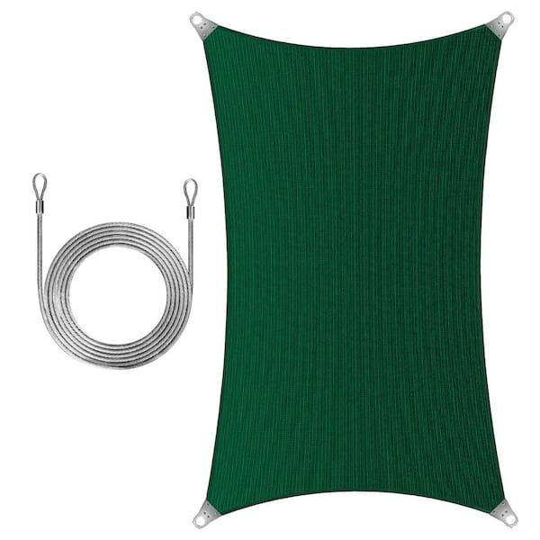 SHADEMART Super Ring 12 ft. x 16 ft. Sun Shade Sail with Cable-Green SC ...