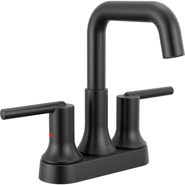 Delta Trinsic 4 in. Centerset Double Handle Bathroom Faucet in Matte Black 2554-BLMPU-DST - The ...