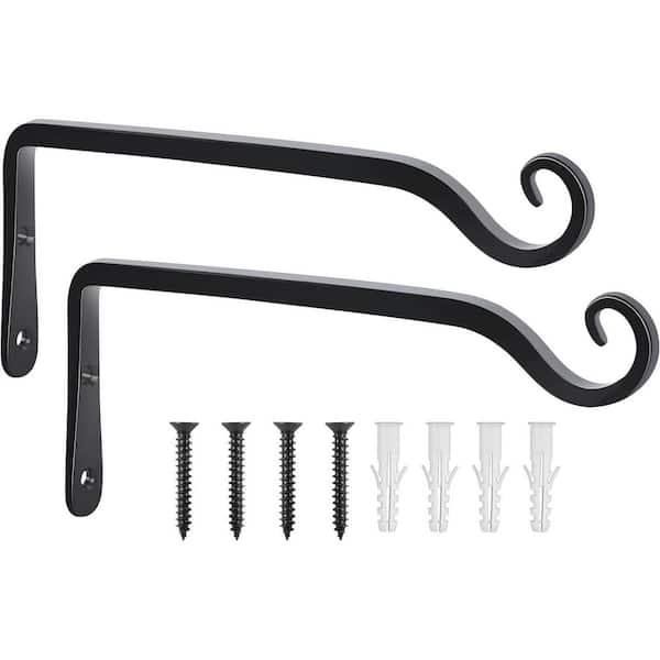 SenQWFa 12 in. Black Iron Hanging Plant Brackets Wall Hooks Indoor ...