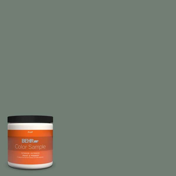 BEHR PREMIUM PLUS 8 oz. #N420-5 Boreal Flat Interior/Exterior Paint ...