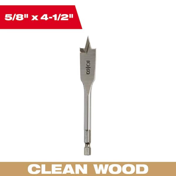 Milwaukee 5/8 in. x 4.5 in. Flat Boring Bit 48-27-0007 - The Home Depot