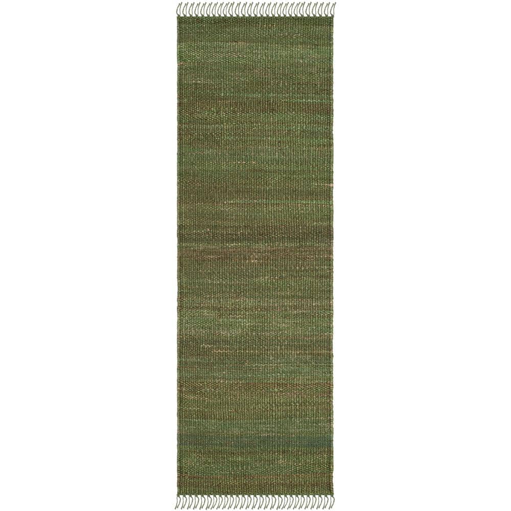 SAFAVIEH Natural Fiber Green 2 ft. x 10 ft. Gradient Solid Color Runner ...