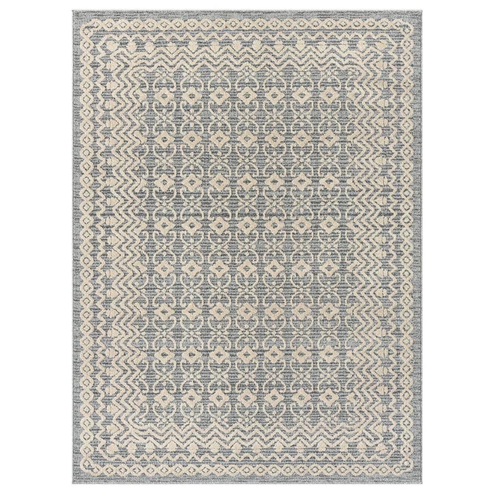 LUXE WEAVERS Grayson Collection Moroccan Floral Trellis Grey 2 ft. x 3 ...