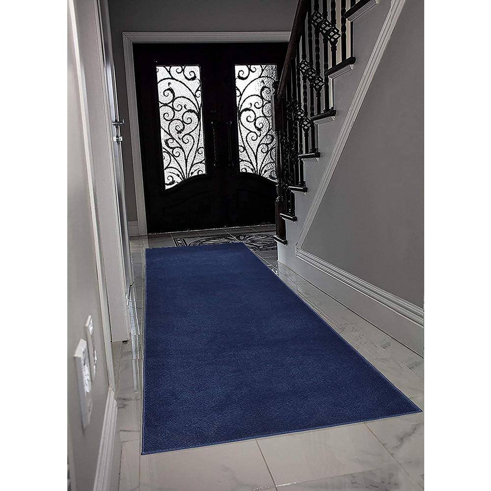 RugStylesOnline Custom Size Runner Rug Soft Collection Solid Navy 26 in ...
