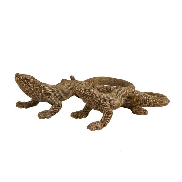 Litton Lane Gold Resin Beaded Lizard Sculpture (Set of 2) 043689 - The ...