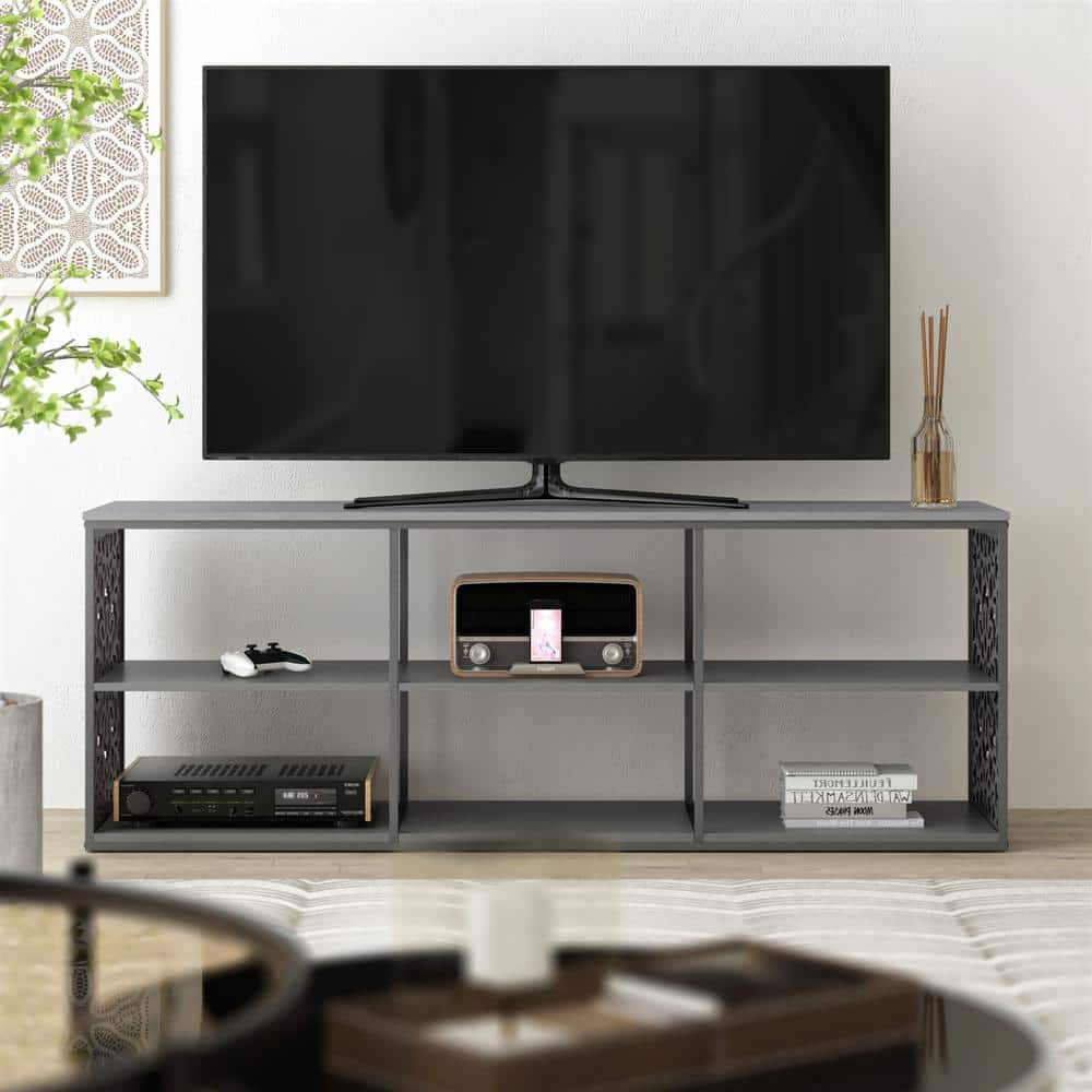 GALANO Candence 63.0 in. Concrete Cool Gray TV Stand Fits TV's up to 65 ...