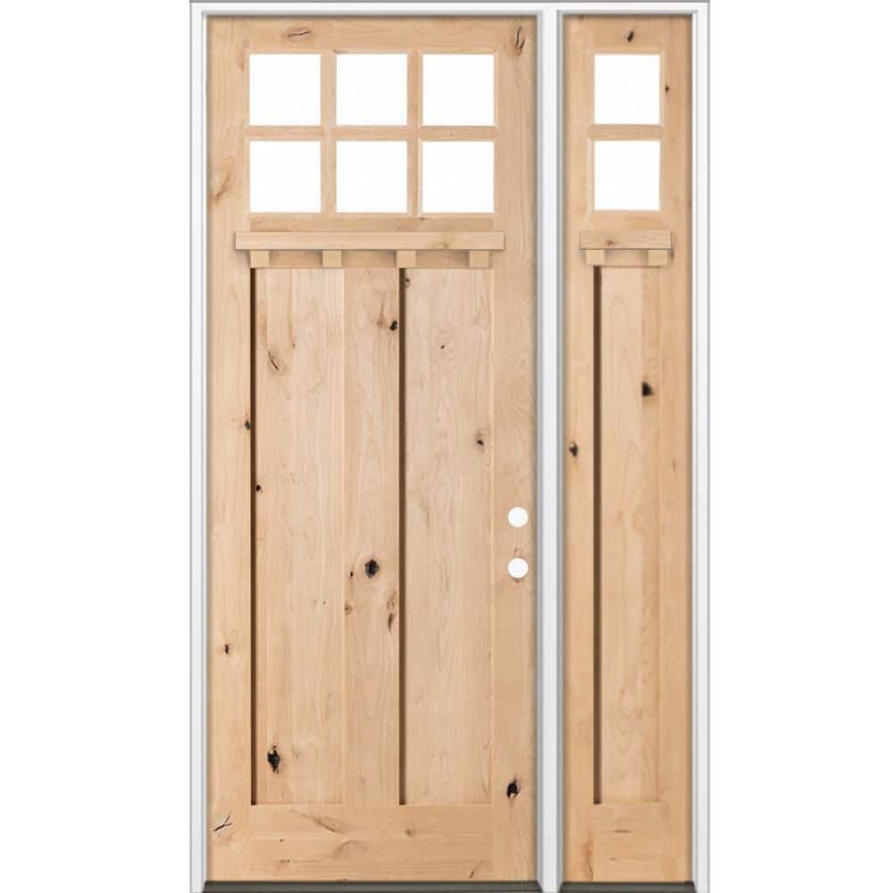 Krosswood Doors 42 in. x 96 in. Knotty Alder Left-Hand/Inswing 6 Lite ...