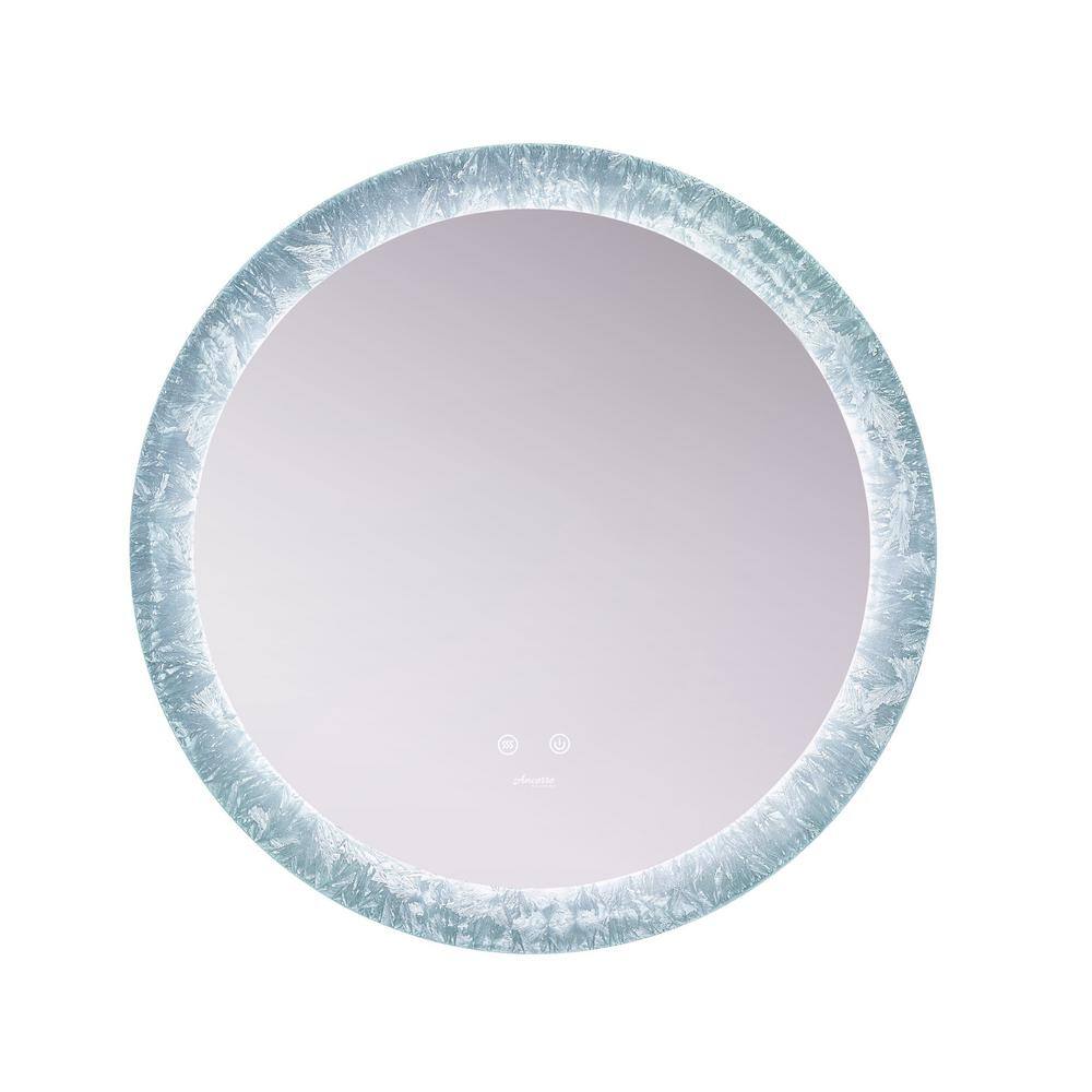 Ancerre Designs Frysta 24 in. W x 24 in. H Round Frameless Frosted LED ...
