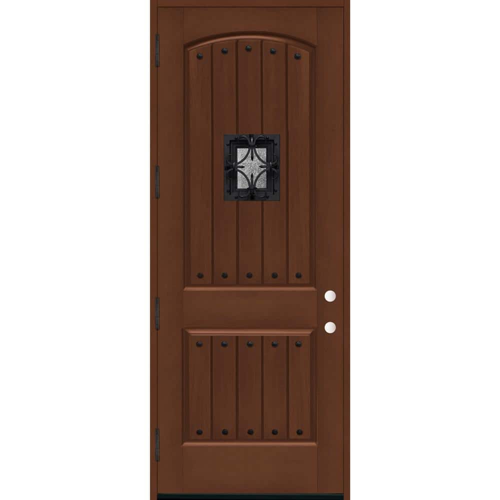 Steves & Sons 36 in. x 96 in. 2-Panel Left Hand/Outswing Chestnut Stain ...