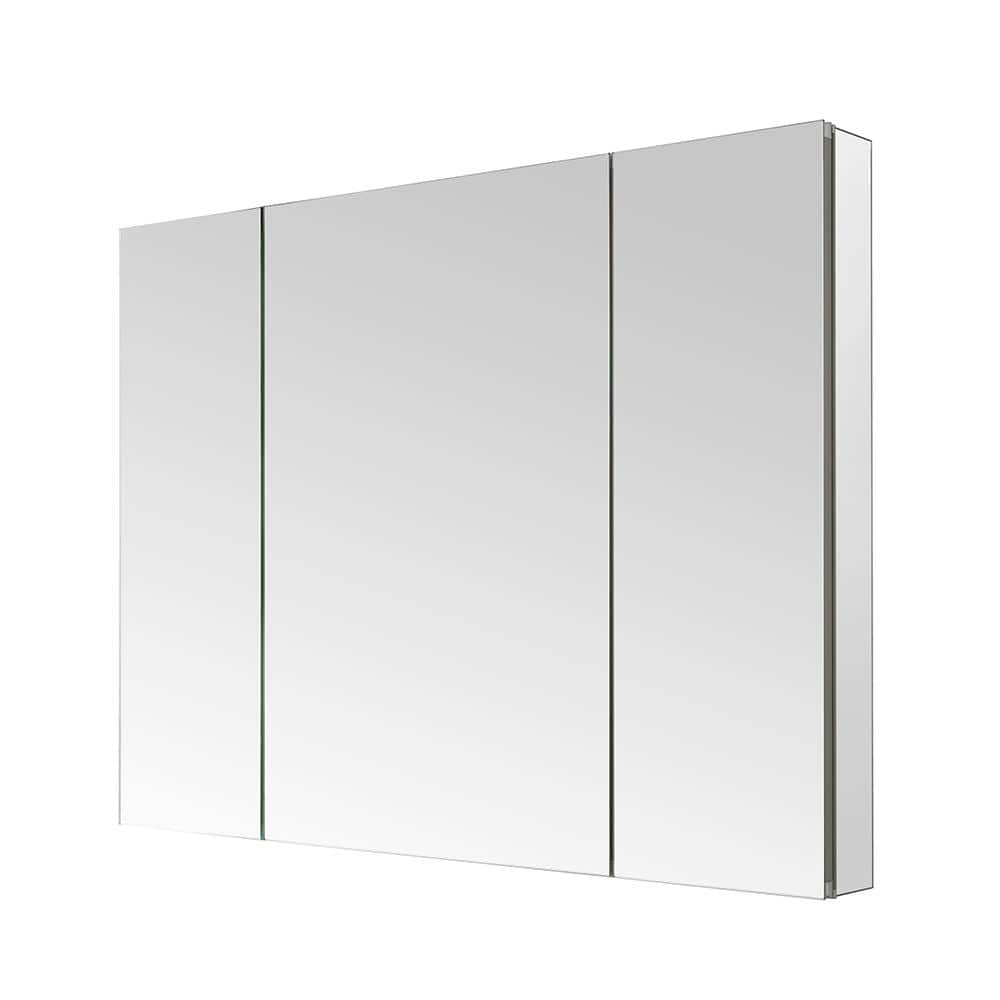 Aquadom Royale 40 in. W x 36 in. H Rectangular Tri-view Medicine Cabinet with Mirror and 3X ...