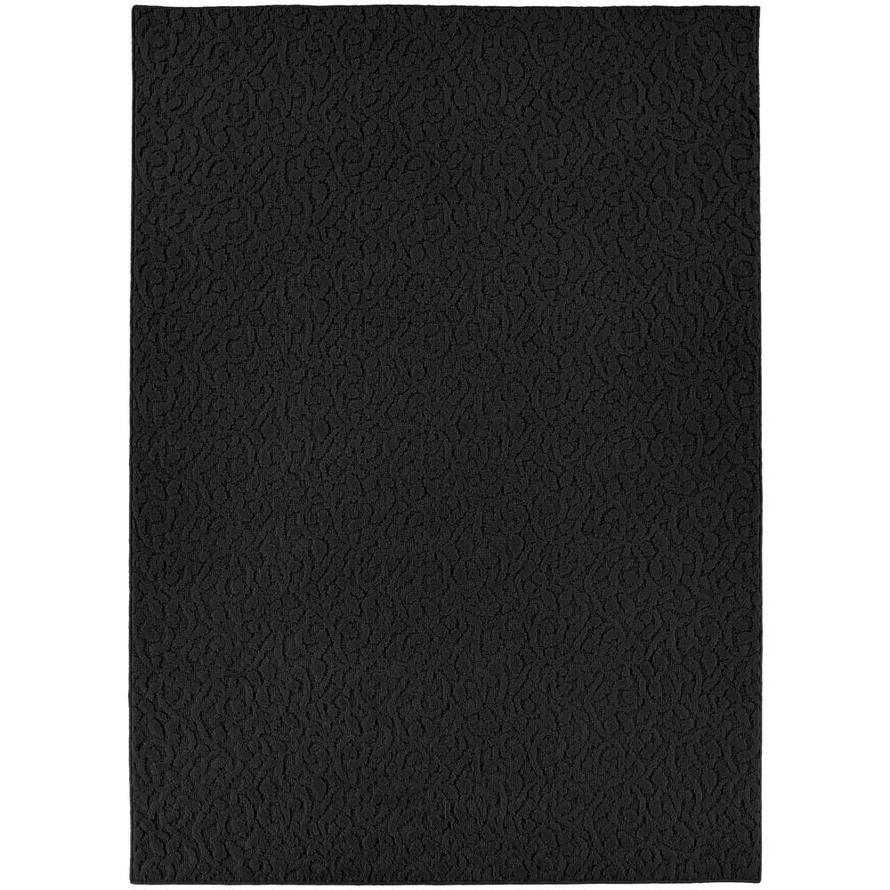 Garland Rug Ivy Black 7 ft. 6 in. x 9 ft. 6 in. Floral Area Rug ...
