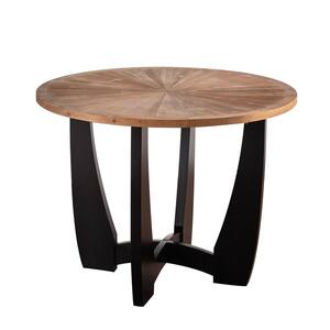 42.12 in. Marble White Modern Round MDF Coffee Table with Printed OAK ...