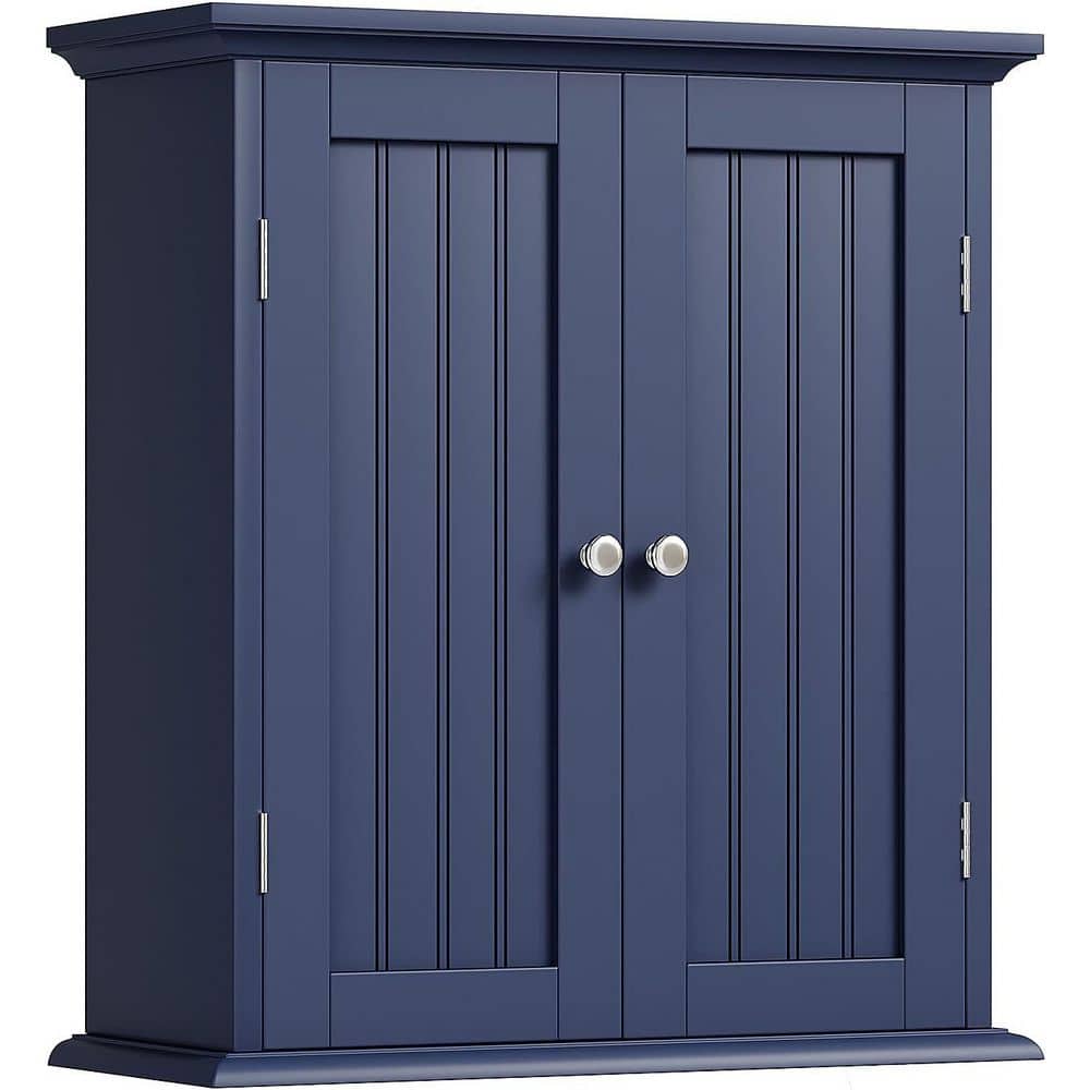 Whatseaso 21.1 in. W x 24 in. H Wood Rectangular Navy Blue Wall Mount ...