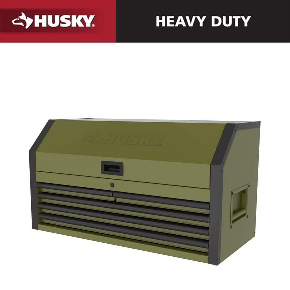Husky Heavy-Duty 42 in. W x 20 in. D 5-Drawer Matte Army Green Top ...