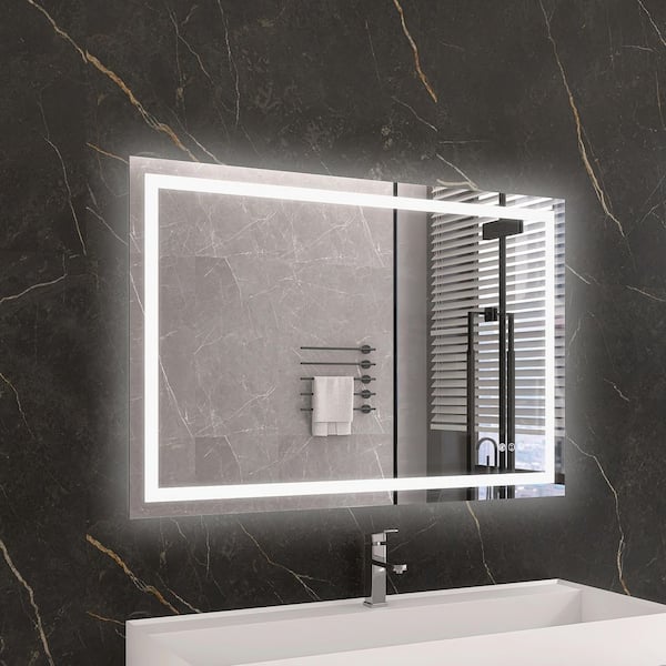 MEDUNJESS KariMo 48 in. W x 32 in. H Rectangular Frameless Wall Bathroom Vanity Mirror with ...
