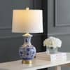 JONATHAN Y Jennifer 25.25 in. Blue/White Ceramic/Metal LED Table Lamp ...
