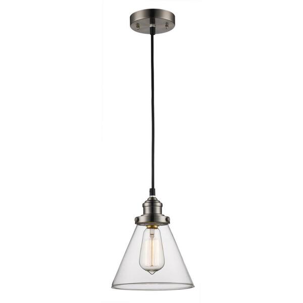 Bel Air Lighting Jenny 1-Light Brushed Nickel Mini Pendant Light Fixture with Clear Glass Shade ...