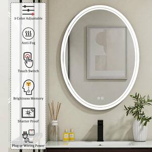 Modland Yuris 20 in. W x 28 in. H Oval Frameless Copper-Free LED ...