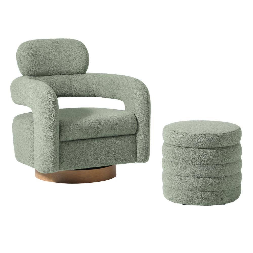 WESTINFURNITURE Bayville Modern 2-Piece Sherpa Swivel Accent Chair Set ...