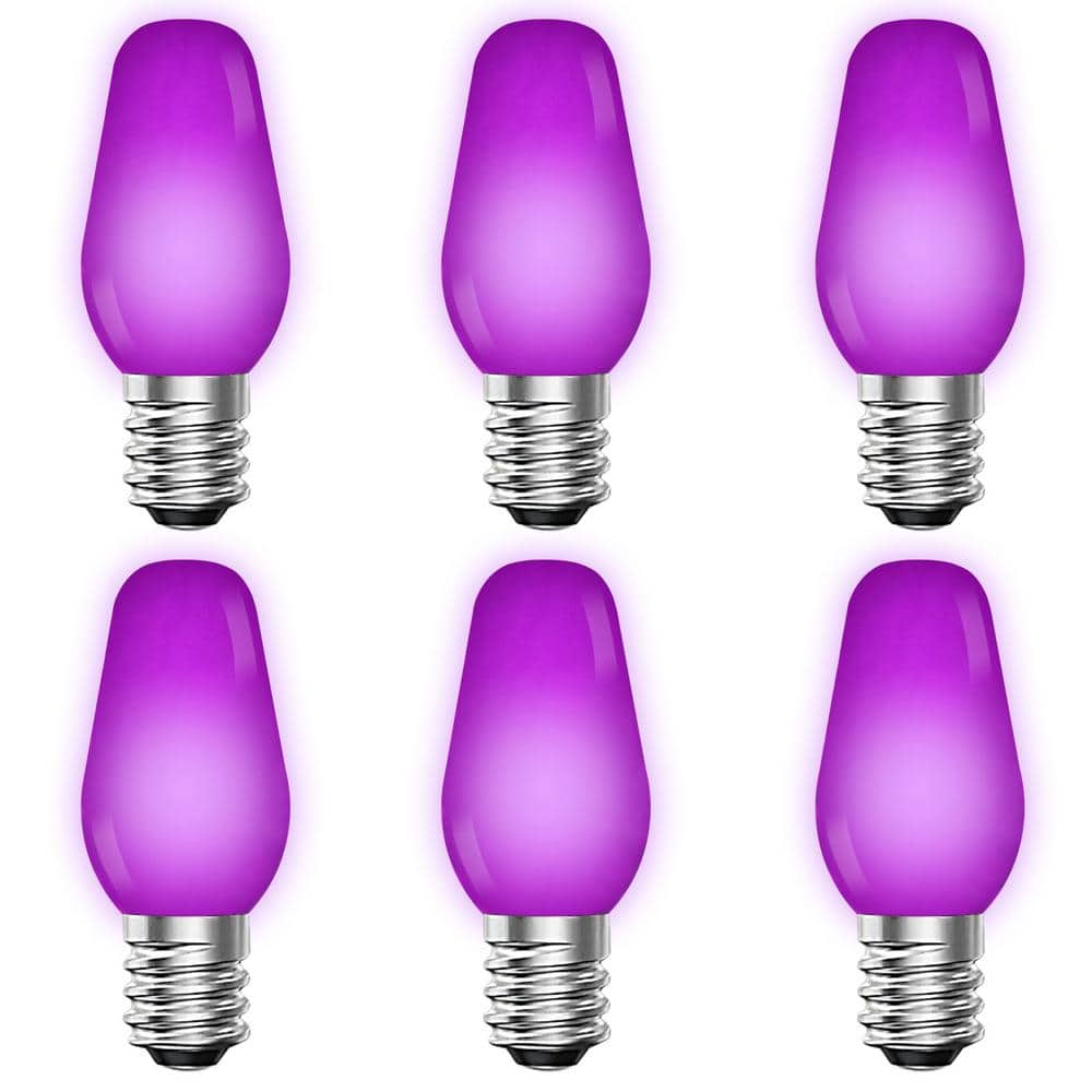 LUXRITE 0.5-Watt C7 LED Purple Replacement String Light Bulb ...