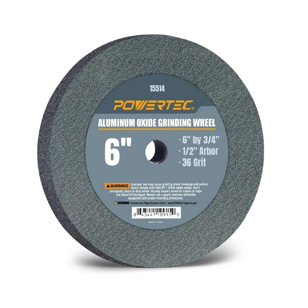 ‎POWERTEC 6 in. x 3/4 in. x 1/2 in. Arbor, 36-Grit Aluminum Oxide ...