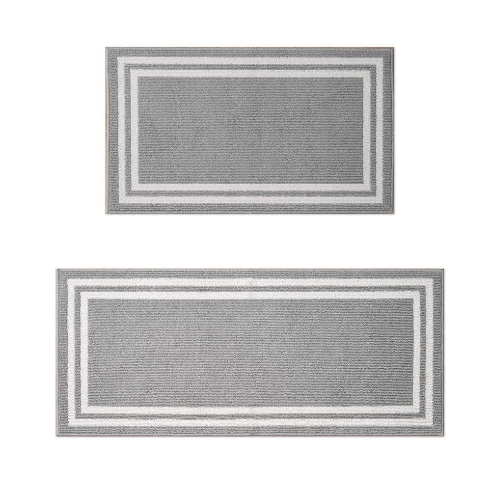 Laura Ashley Debbie Double Border 2-Tone Light Grey/Ivory 2 ft. x 5 ft ...