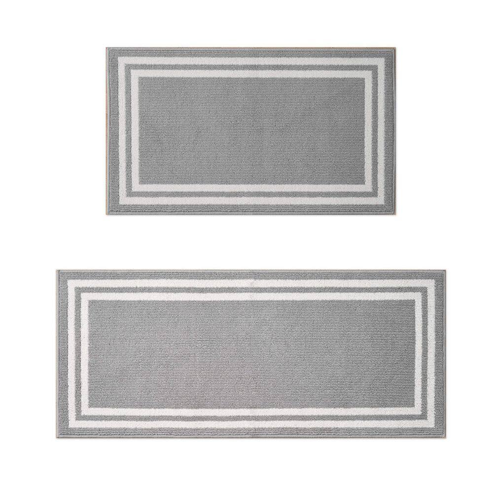 Laura Ashley Debbie Double Border Two-Tone Light Grey/Ivory 2 ft. x 5 ...