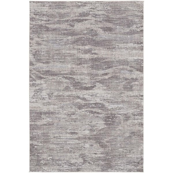 HomeRoots 8 ft. x 10 ft. Tan and Gray Abstract Area Rug 2000514207 ...