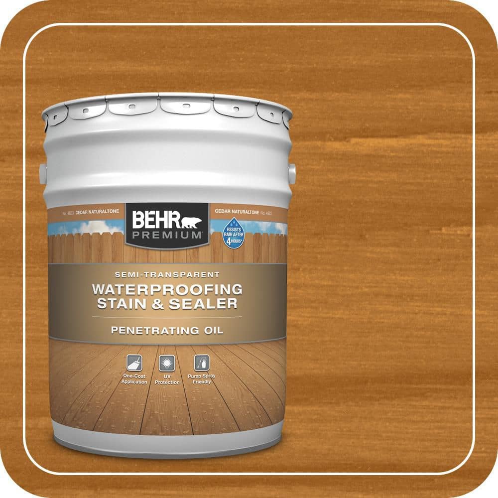 BEHR PREMIUM 5 Gal. #ST-533 Cedar Naturaltone Semi-Transparent ...