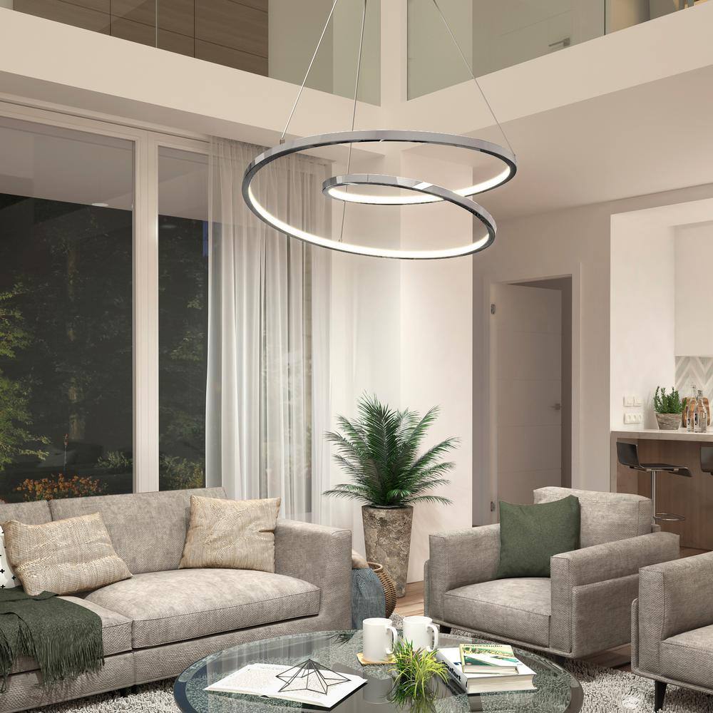 Artika Salto 26-Watt 1-Light Modern Chrome 3CCT Integrated LED Hanging ...