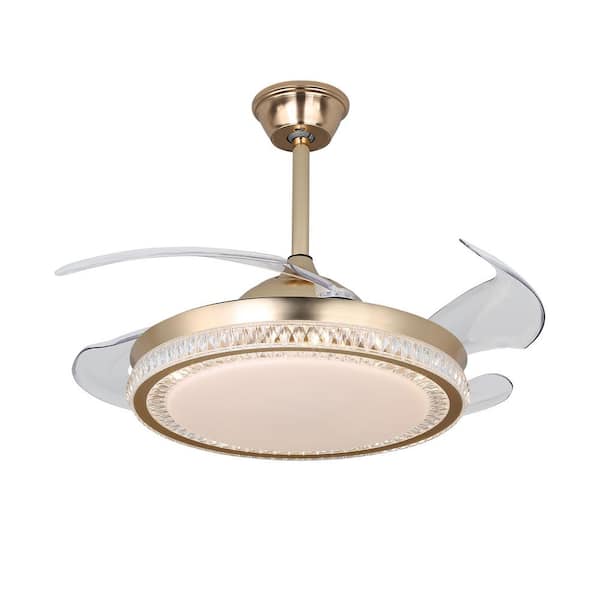 OUKANING 42 in. Indoor Gold Modern Retractable 6-Speed Ceiling Fan with ...