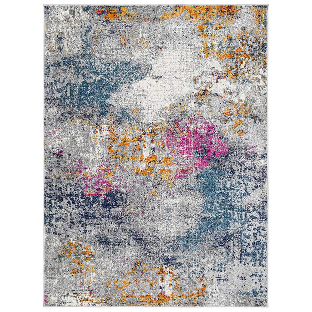 Amer Rugs Montana 8 x 10 Blue/Pink Abstract Pattern Area Rug for High ...