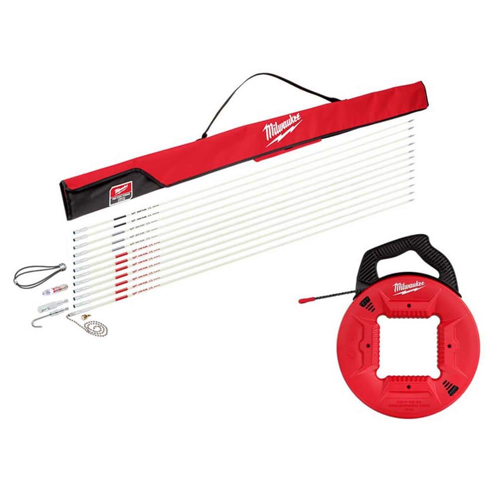 Milwaukee 60 ft. Fiberglass Fish Stick Low/Mid/High Flex Combo Kit with ...